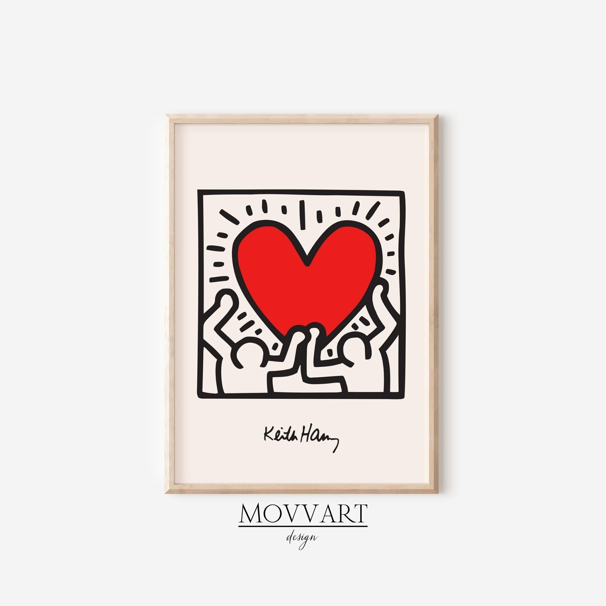 Keith Haring Print Poster, Keith Haring Heart, Dijital Keith Haring ...