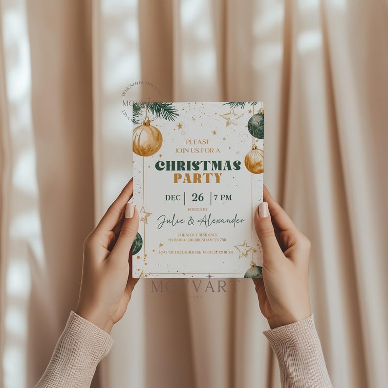 Editable Christmas Party Invitation Template, Annual Holiday Party ...