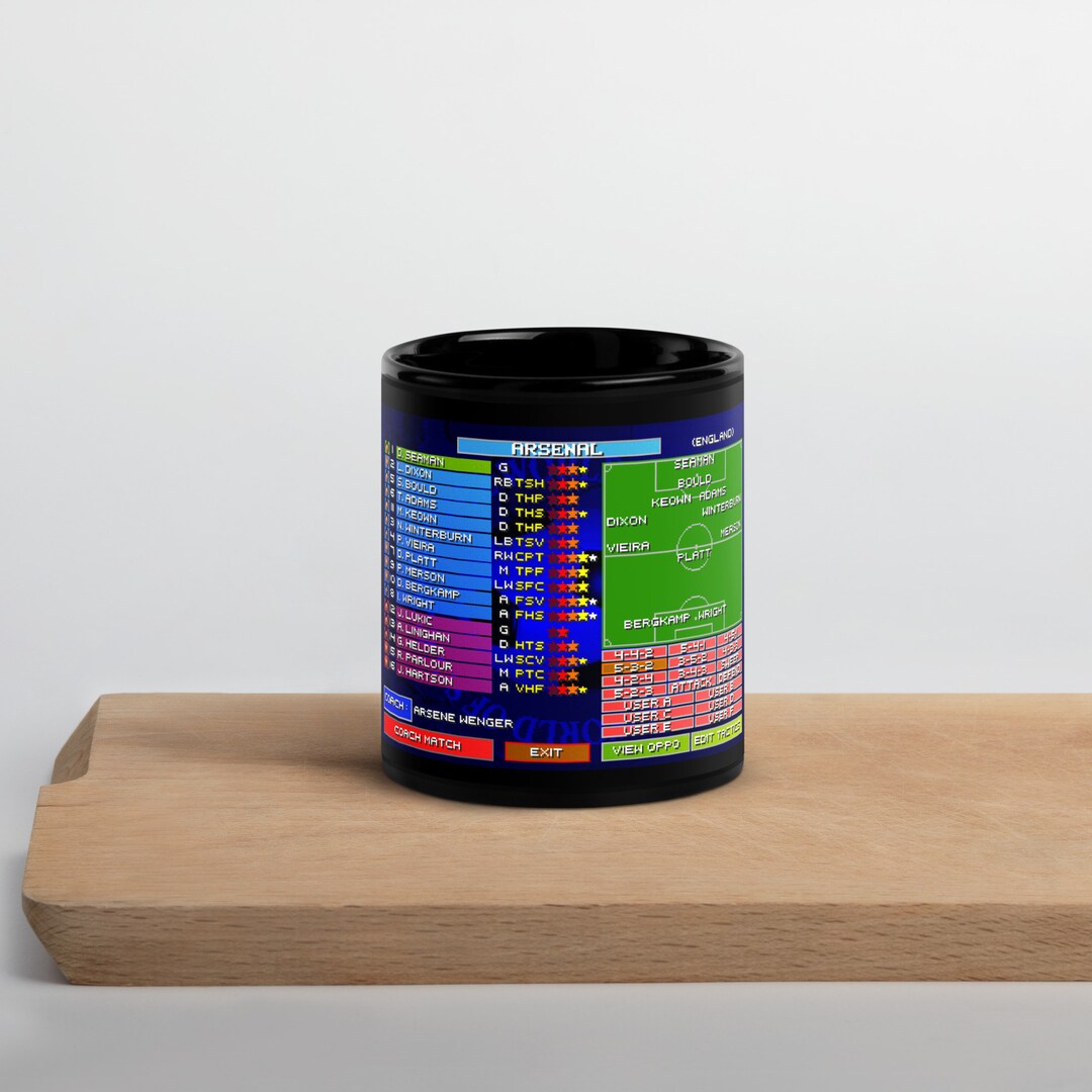 Arsenal 96/97 Sensible Soccer Black Glossy Mug, Football, Premier ...
