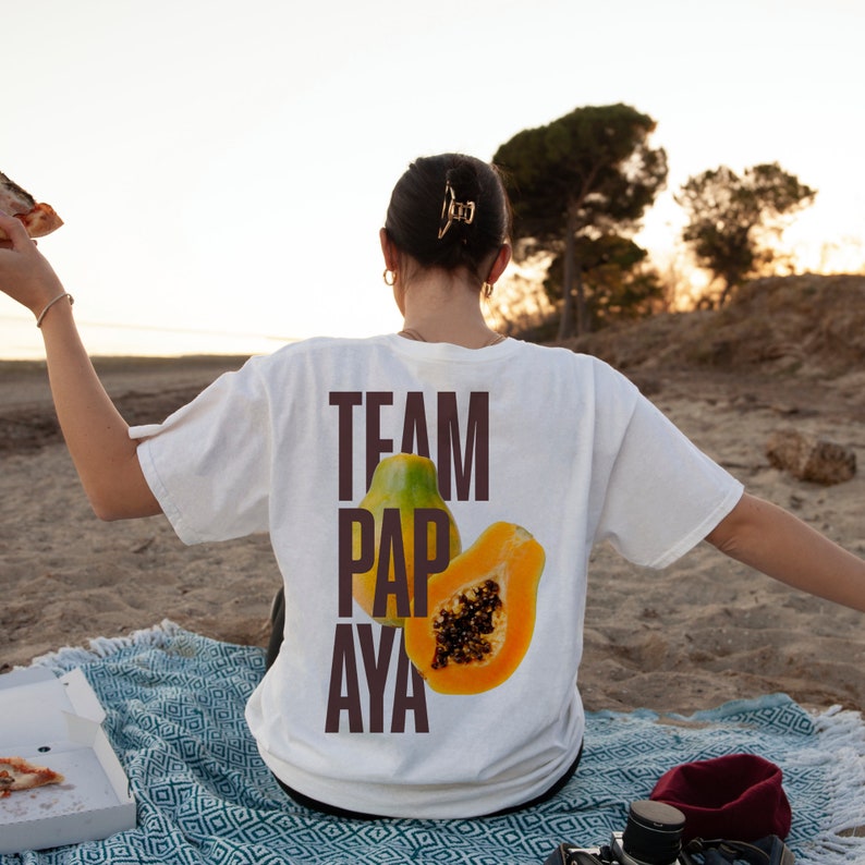 Team Papaya Fan Shirt Fruit Y2K Back Design Oversized Real Photo Print ...