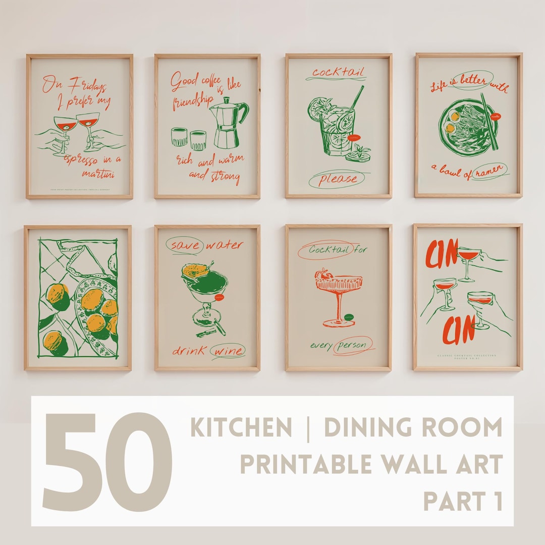Kitchen Prints Set: Modern Food & Drink Wall Art (digital Download) - Etsy