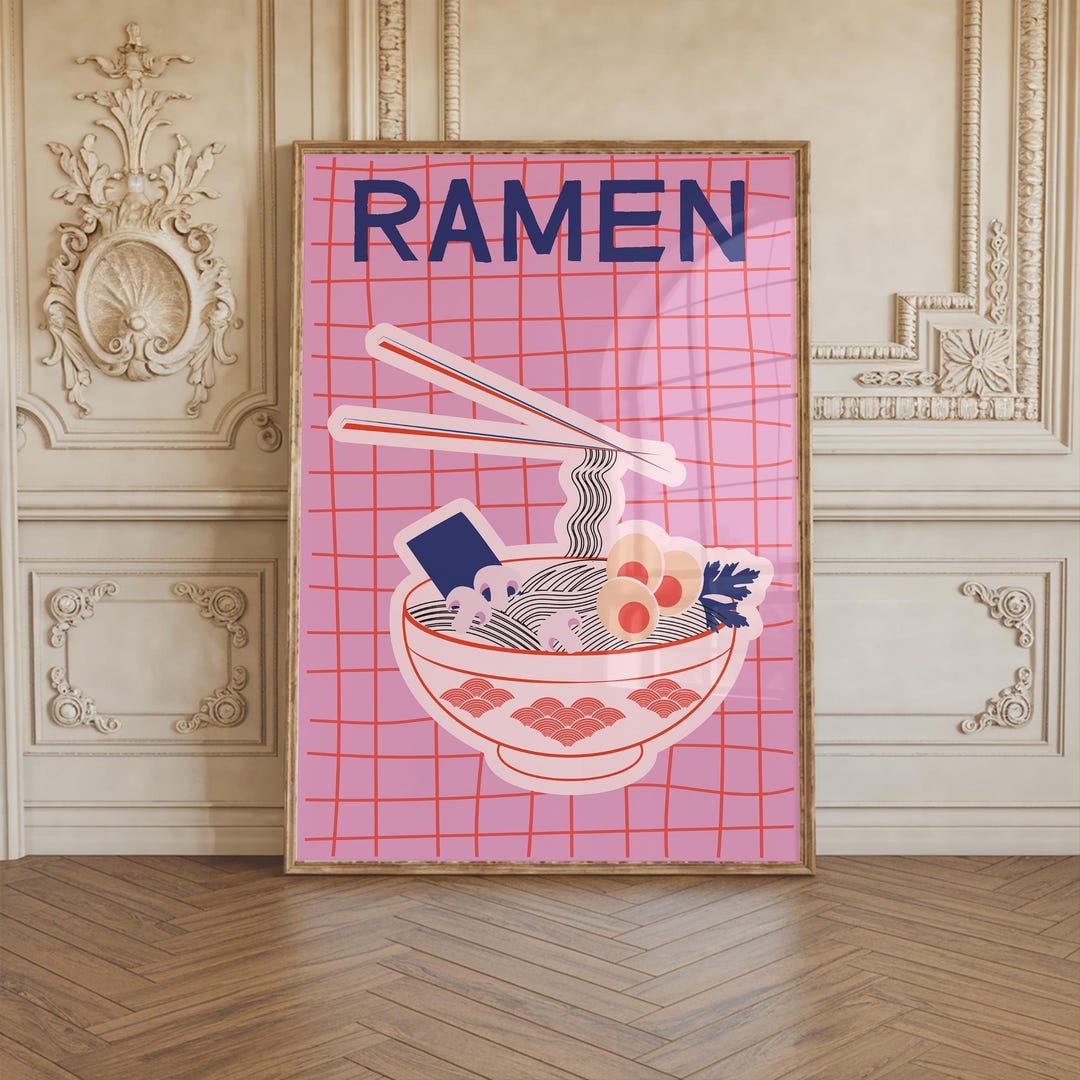 Ramen Poster: East Asian Food Art, Pink Dopamine Decor (digital ...