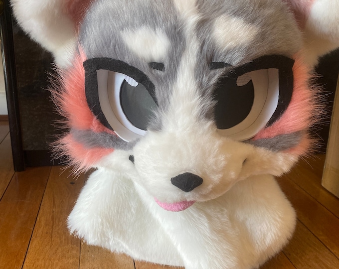 Kemono Furry Fursuit Puppy / Canine Head Grey Pink & White Coloured - Etsy