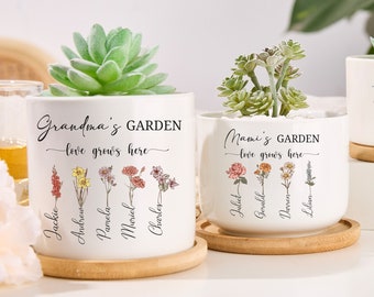 Birth Month Flower Personalized Mini Flower Pot, Personalized Gift for ...