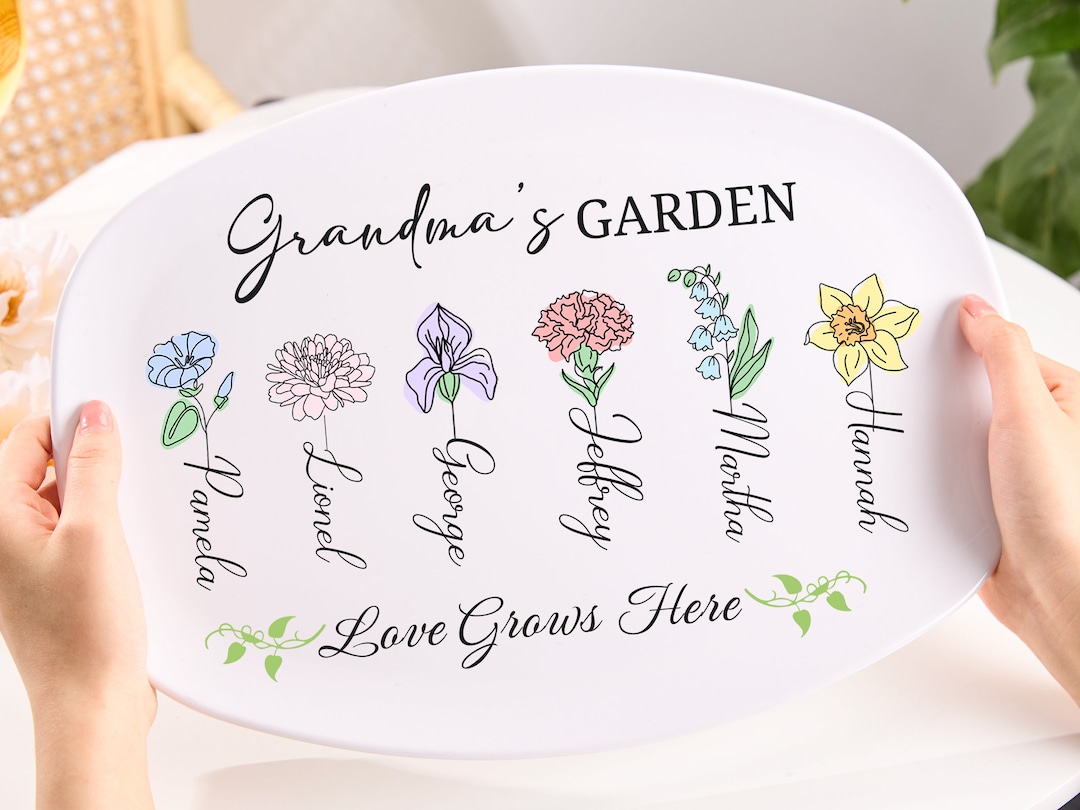 Custom Grandma's Garden Plate With Grandkids Names,unique Mothers Day ...