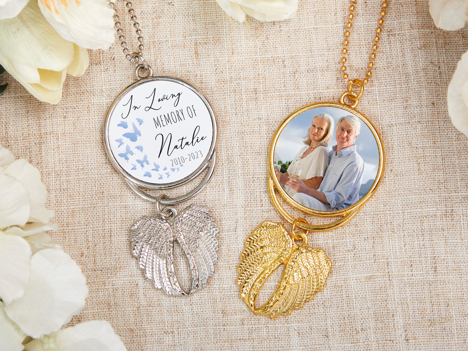 Custom Photo Angel Wings Memorial Hanging Charm,rear View Mirror Charm ...