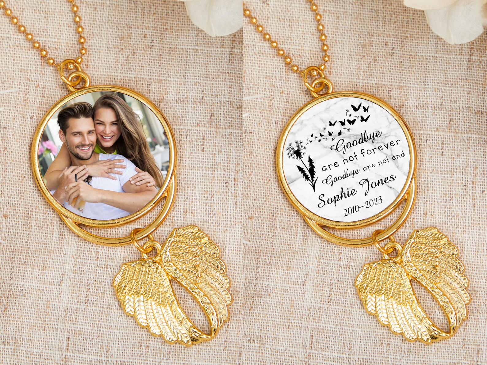 Custom Photo Angel Wings Memorial Hanging Charm,rear View Mirror Charm ...