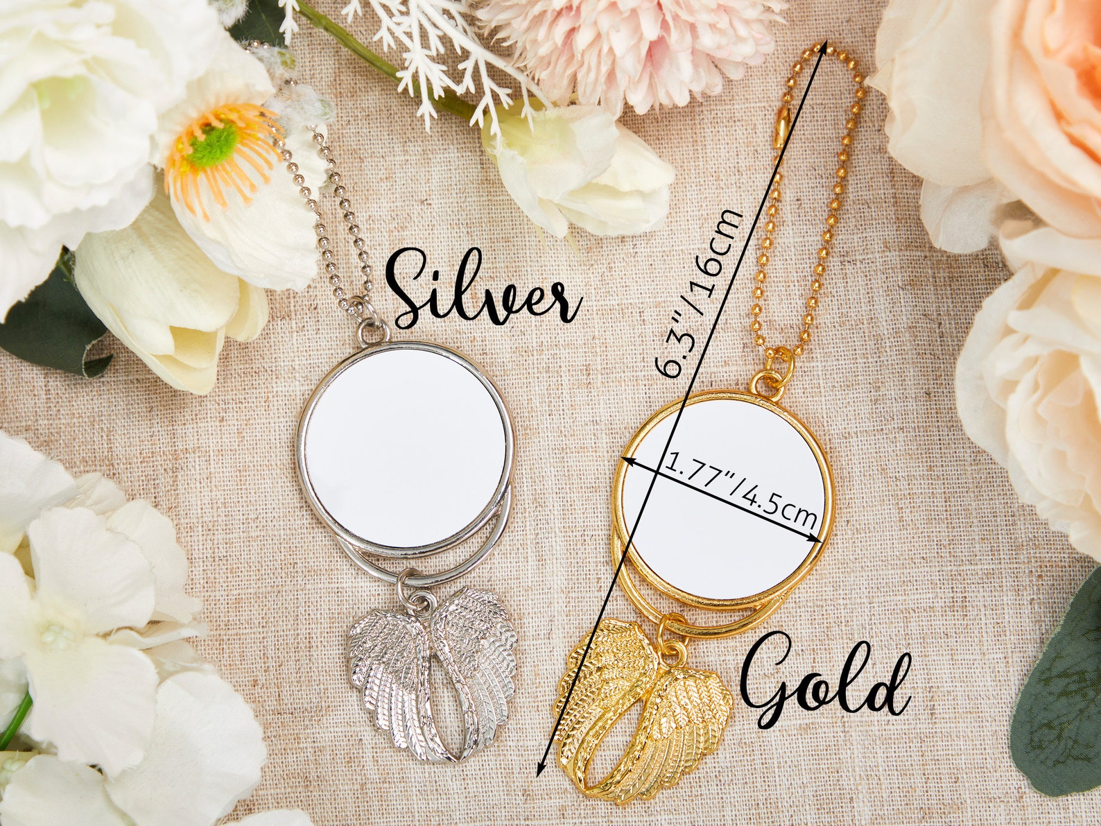 Custom Photo Angel Wings Memorial Hanging Charm,rear View Mirror Charm ...