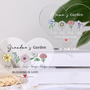 Mom Birth Flower Name Sign,mom Grandma Graden Sign With Kids Names ...