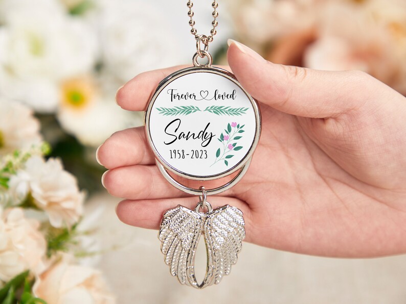 Custom Photo Angel Wings Memorial Hanging Charm,rear View Mirror Charm ...