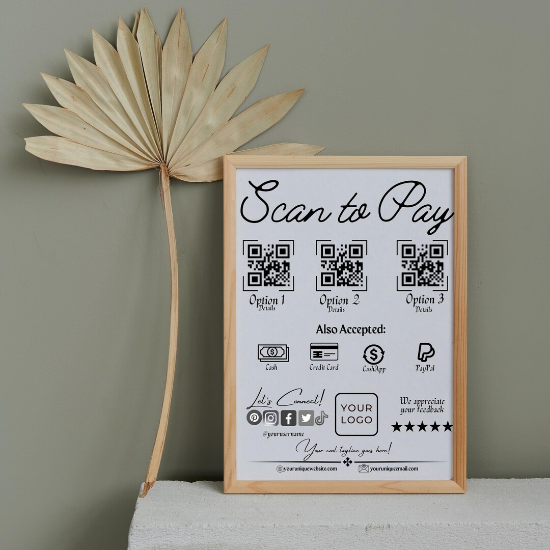 Scan to Pay Business Template QR Code Sign Custom Edit Print Branding ...