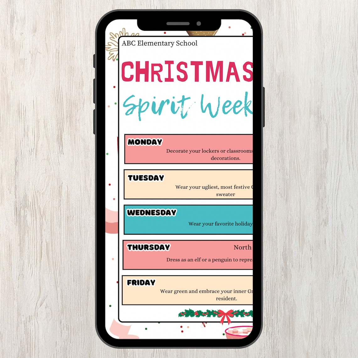 Christmas Spirit Week Editable Flyer V4 | Editable Canva Template ...