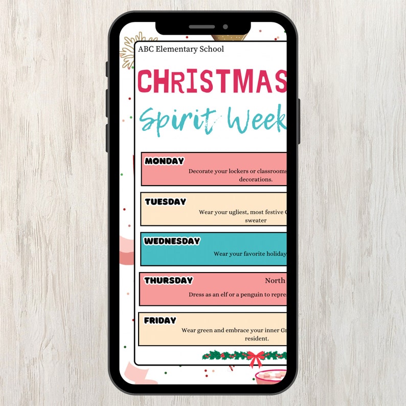 Christmas Spirit Week Editable Flyer V4 | Editable Canva Template ...