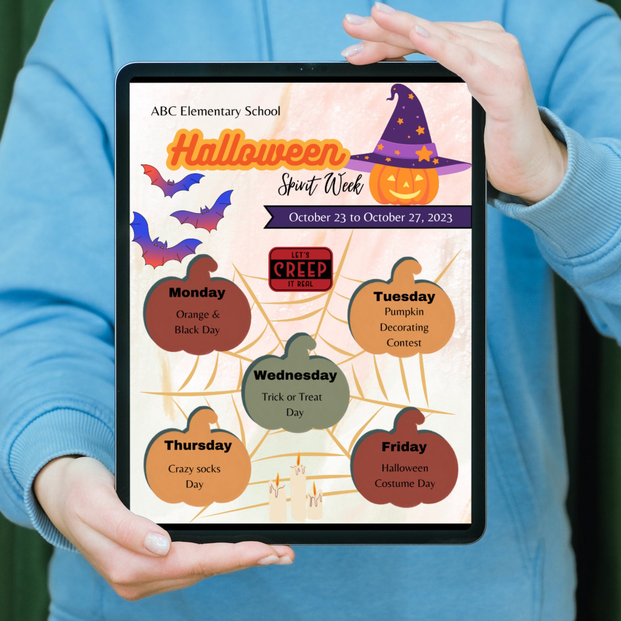 Halloween School Spirit Week Itinerary Flyer | Editable Canva Template ...