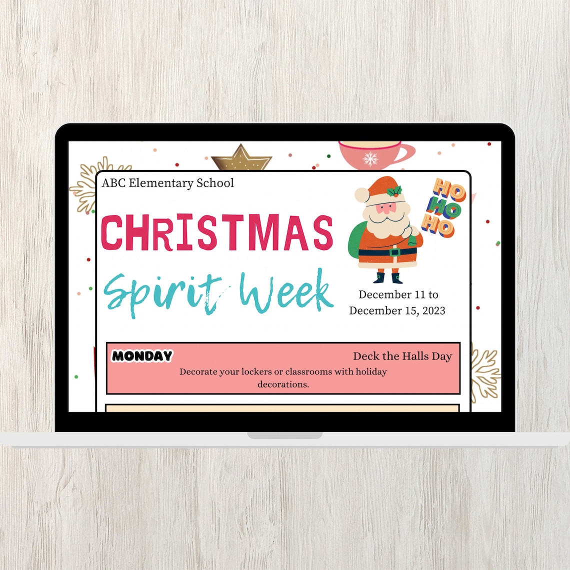 Christmas Spirit Week Editable Flyer V4 | Editable Canva Template ...