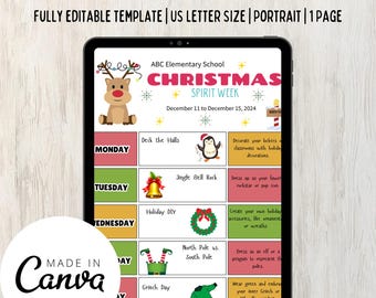 Christmas Spirit Week Flyer Template | Fully Customizable Spirit Week ...