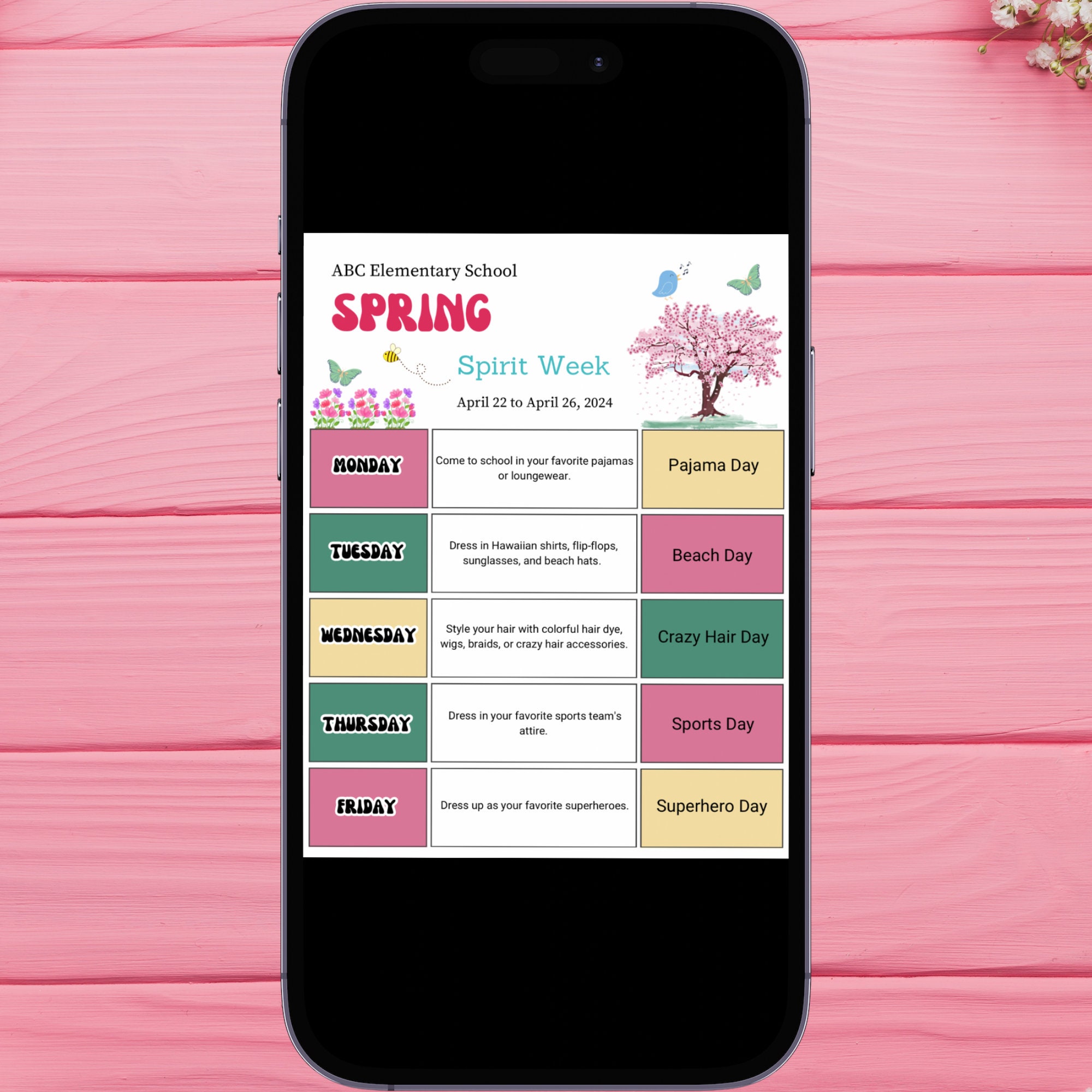 Spring Spirit Week V1 Editable Flyer Template | Letter Size Canva ...