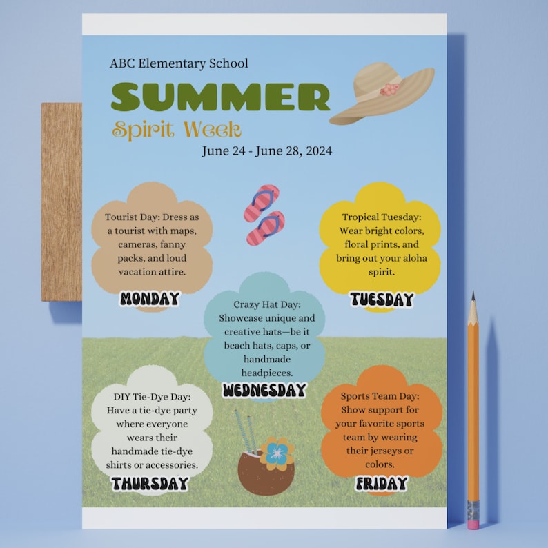 Summer Spirit Week Version 3 Editable Canva Template | School Spirit ...