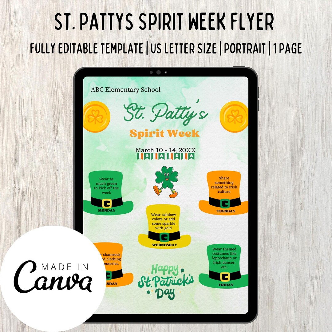 St. Pattys Spirit Week for Schools, Daycare, Work or Community Event ...
