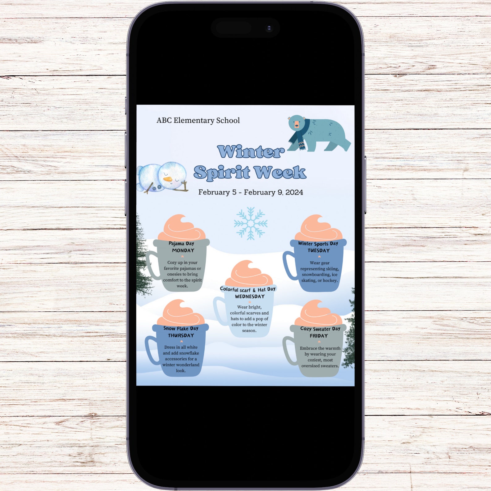 Winter Spirit Week Editable Template Version 4 for School, Daycare ...