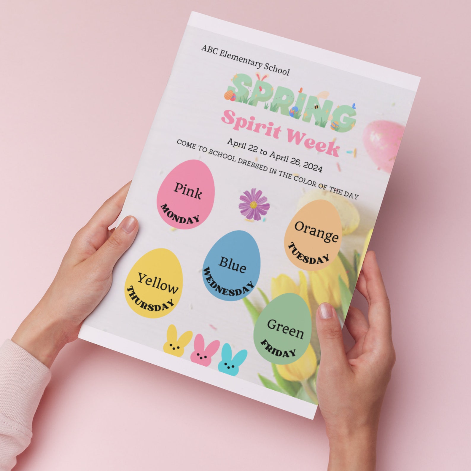 Spring Spirit Week V4 Editable Flyer Template | Letter Size Canva ...
