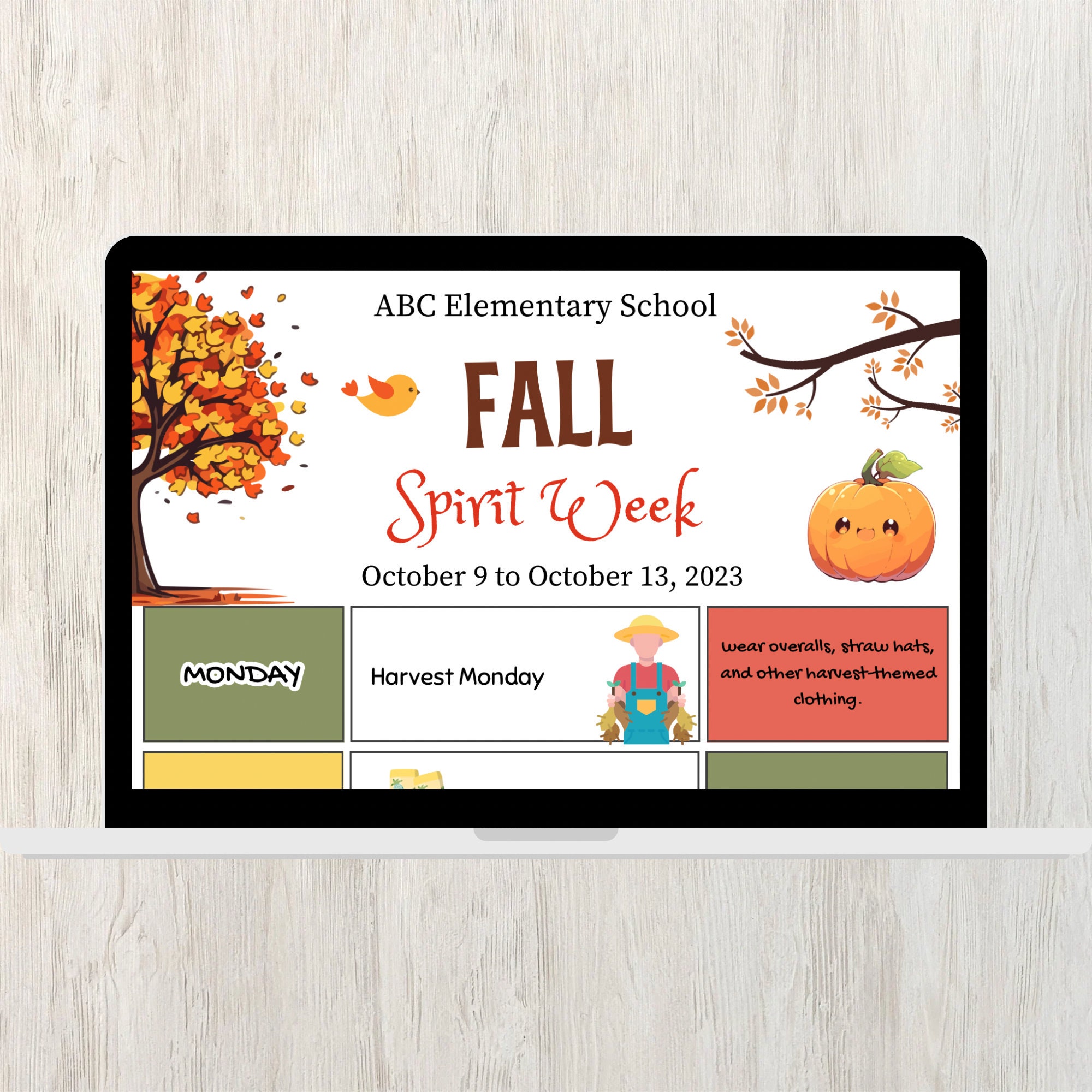 Editable Fall Spirit Week V2 Flyer Template | Spirit Week Ideas | Fall ...