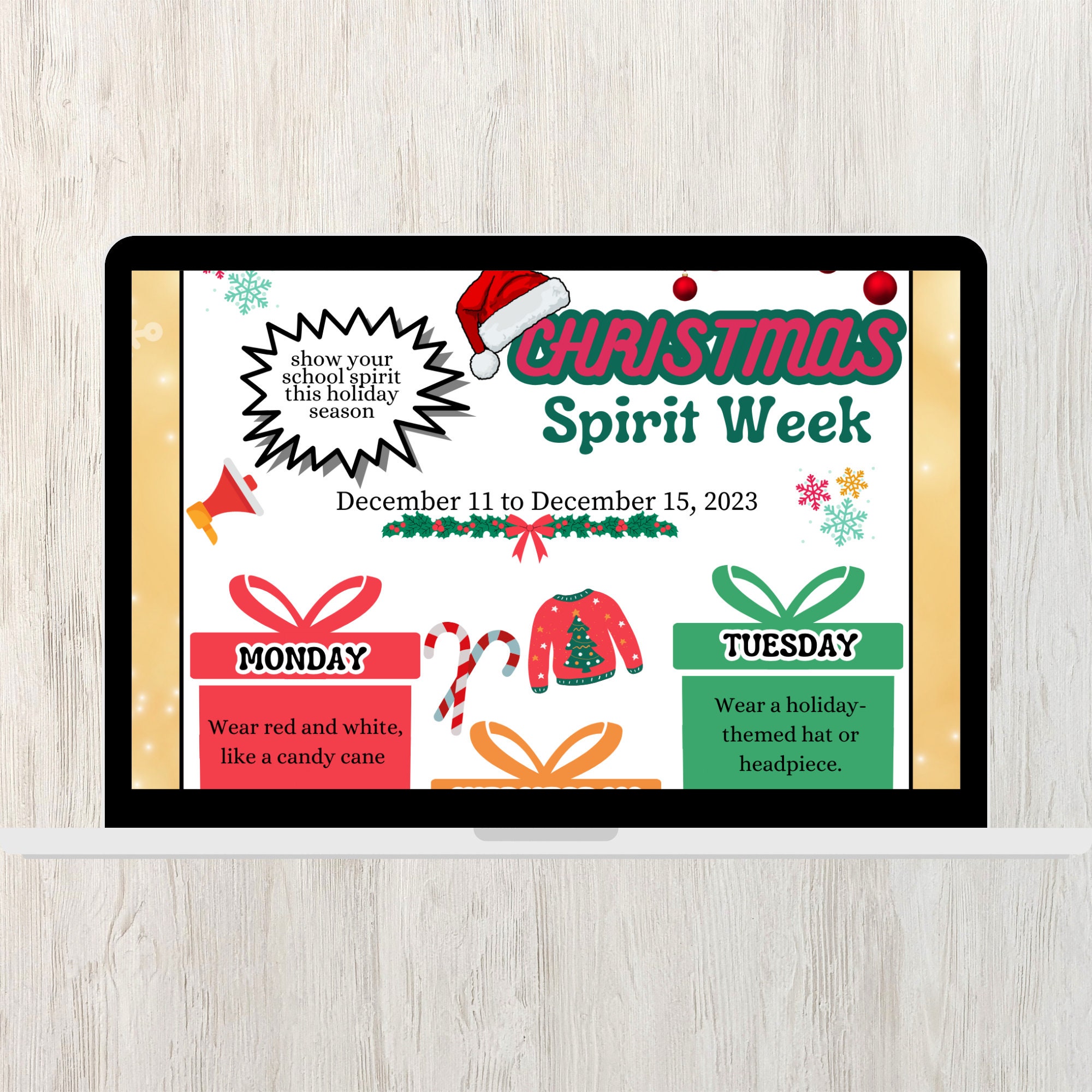 Christmas Spirit Week Flyer Template | Fully Customizable Spirit Week ...