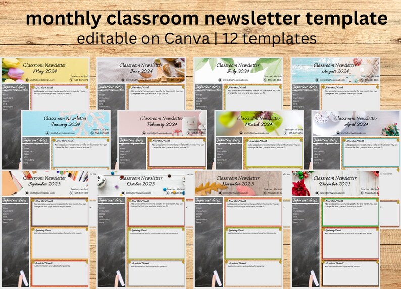 Monthly Newsletter Classroom Template Middle School Newsletter Daycare ...