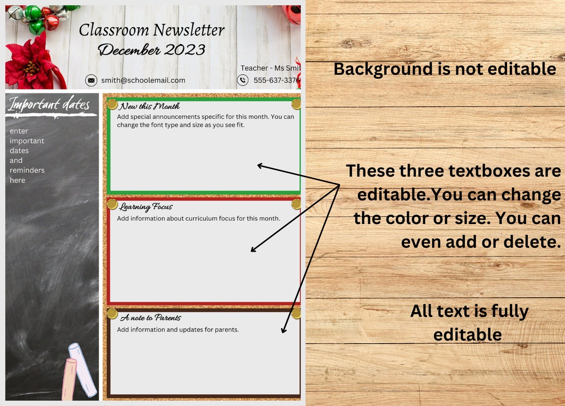 Monthly Newsletter Classroom Template Middle School Newsletter Daycare ...