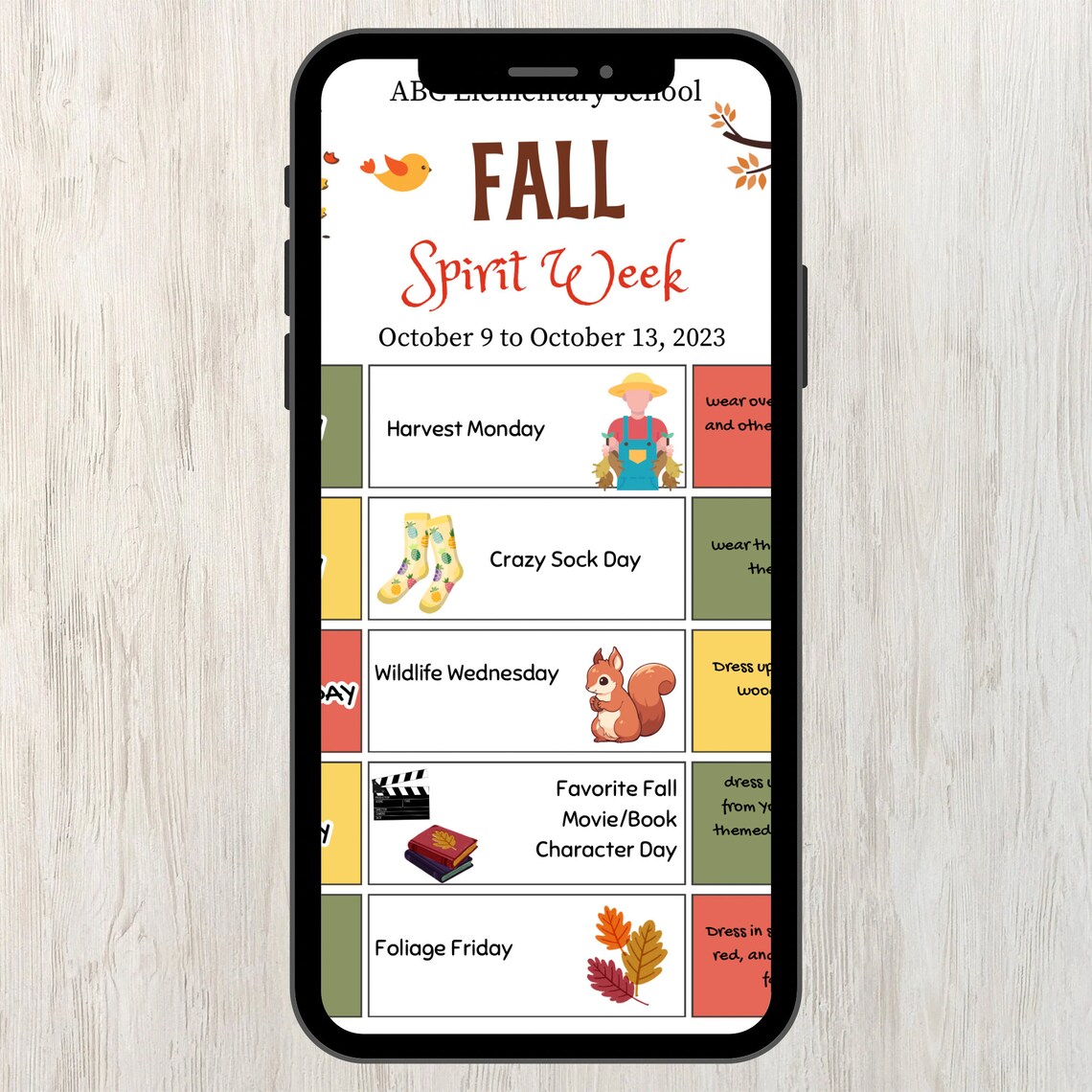 Editable Fall Spirit Week V2 Flyer Template | Spirit Week Ideas | Fall ...