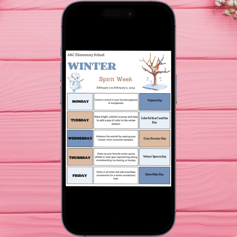 Winter Spirit Week Editable Template Version 1 for School, Daycare or ...