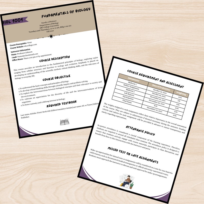 Biology Syllabus Template V1 Fully Editable Canva Template Back to ...
