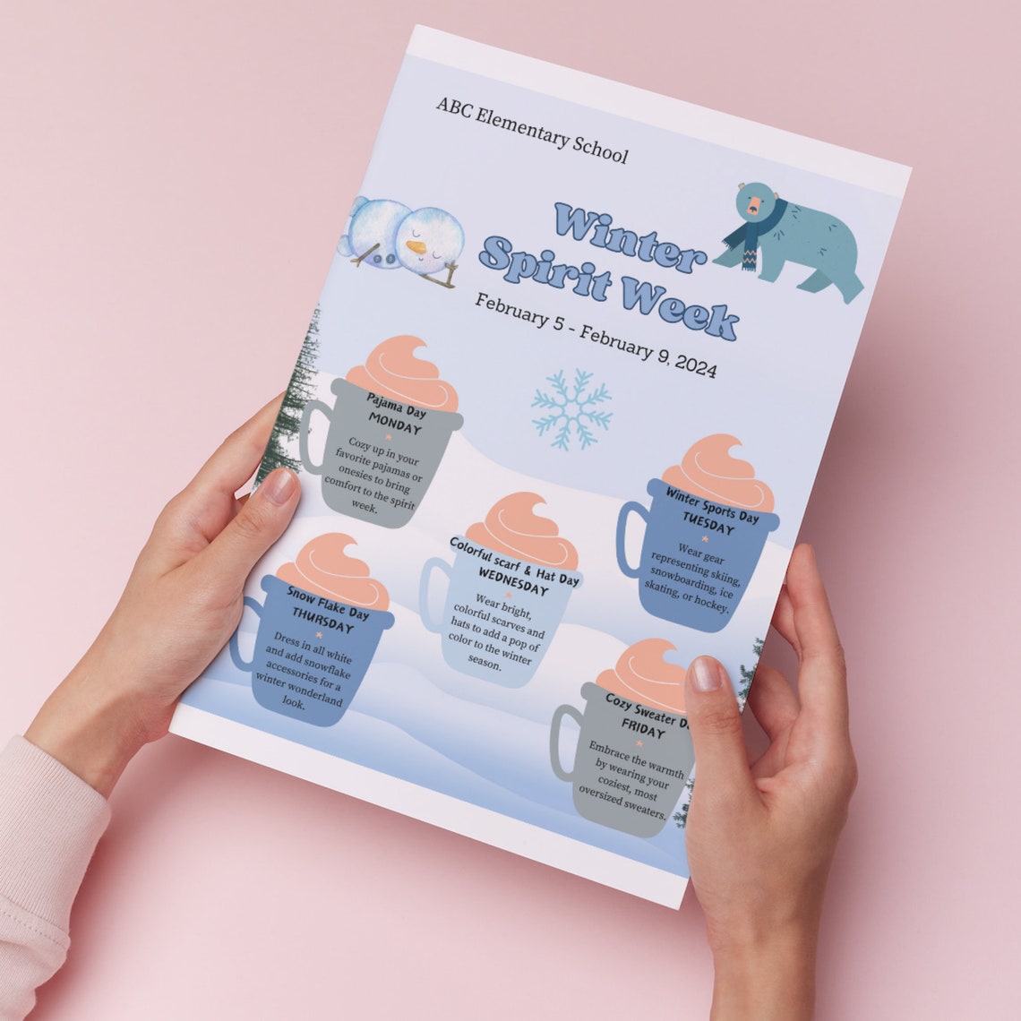 Winter Spirit Week Editable Template Version 4 for School, Daycare ...