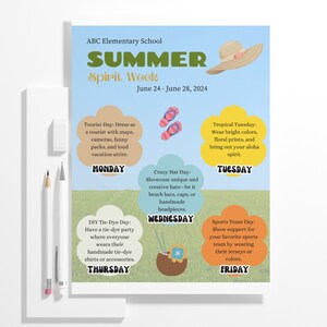Summer Spirit Week Version 3 Editable Canva Template | School Spirit ...