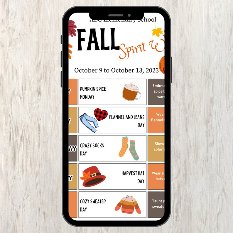 Editable Fall Spirit Week Flyer Template Spirit Week Ideas Fall ...