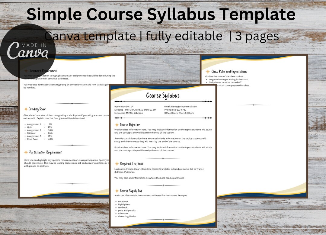 Generic Course Syllabus Version 1 | Syllabus Template | Middle School ...
