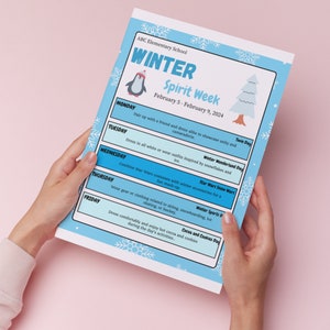 Winter Spirit Week Editable Template Version 2 for School, Daycare or ...