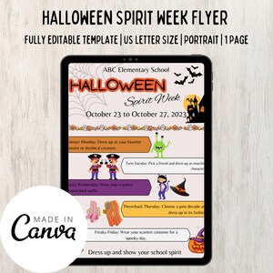 Halloween School Spirit Week Flyer for Elementary, Middle and High ...