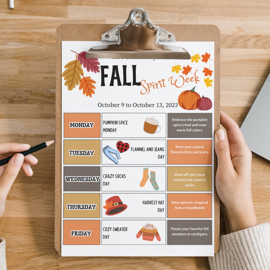 Editable Fall Spirit Week Flyer Template | Spirit Week Ideas | Fall ...