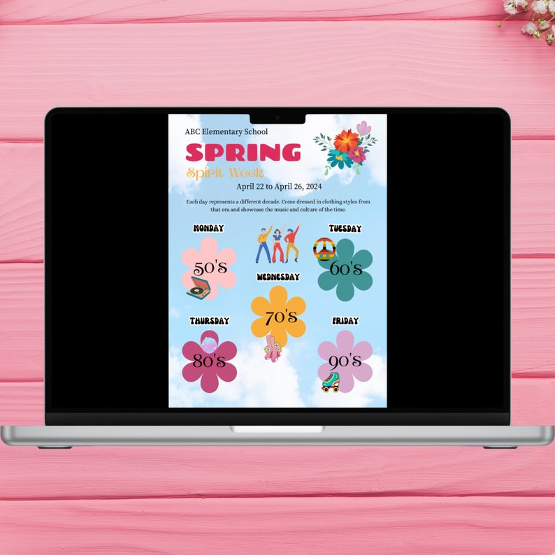 Spring Spirit Week V3 Editable Flyer Template Letter Size Canva ...