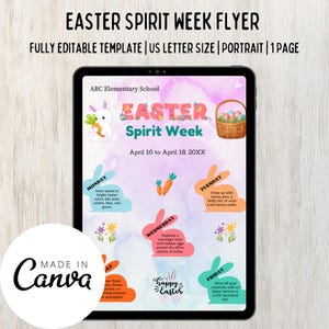 Easter Spirit Week Editable Template V4 for School, Daycare or ...