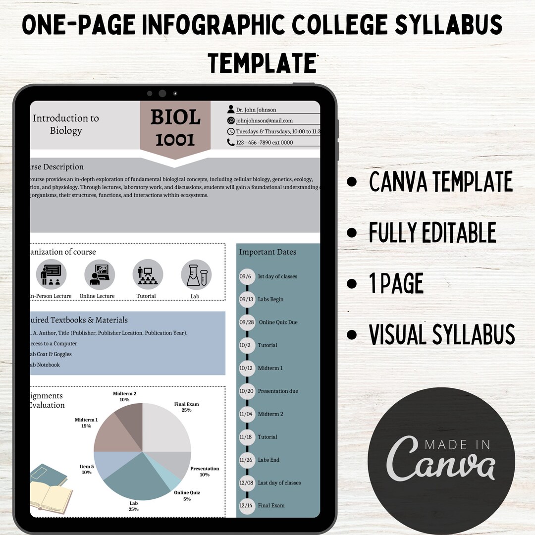 Infographic Biology Syllabus V3 for Science Courses | Canva Template ...
