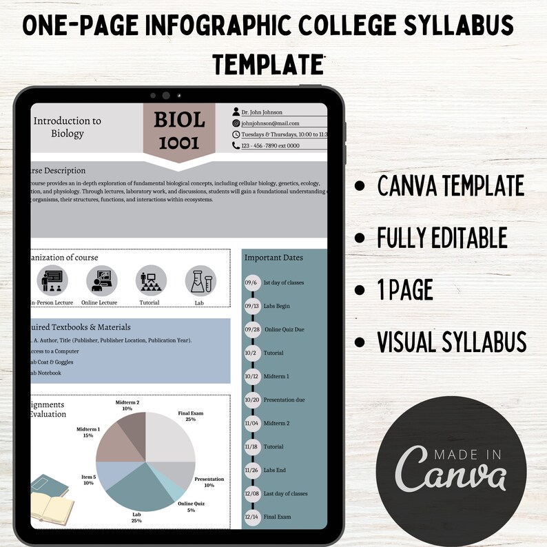 Infographic Biology Syllabus V3 for Science Courses | Canva Template ...