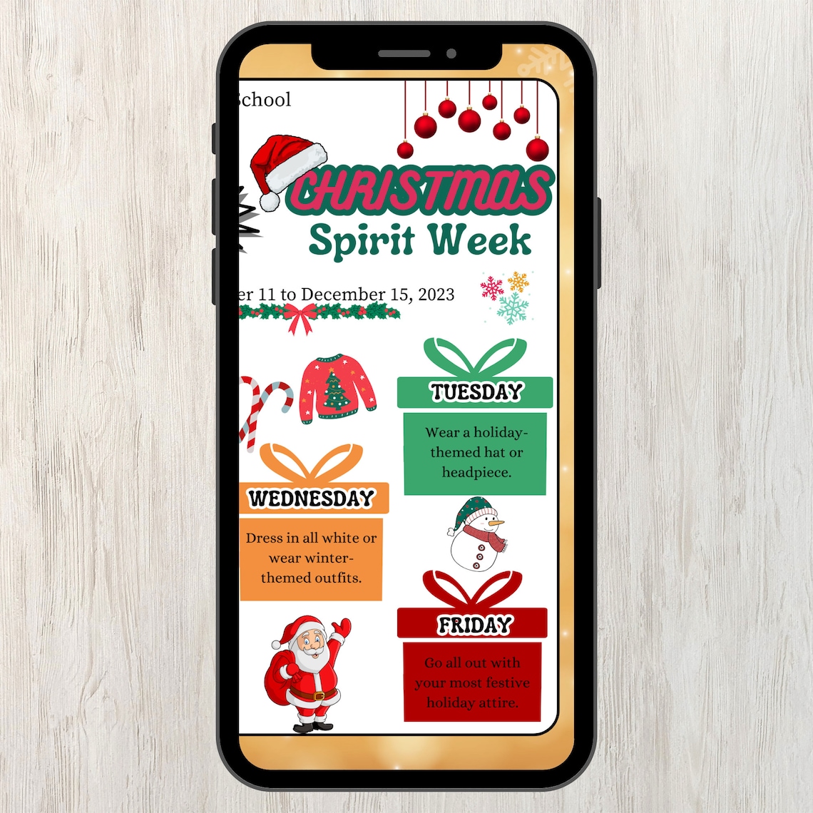 Christmas Spirit Week Flyer Template | Fully Customizable Spirit Week ...