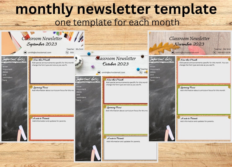 Monthly Newsletter Classroom Template Middle School Newsletter Daycare ...
