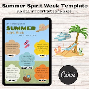 Summer Spirit Week Version 3 Editable Canva Template | School Spirit ...