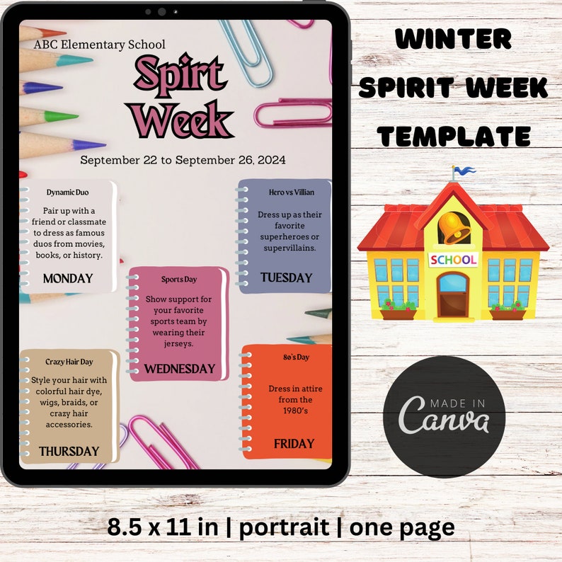 Spirit Week Canva Template V4 for High School, Middle School ...