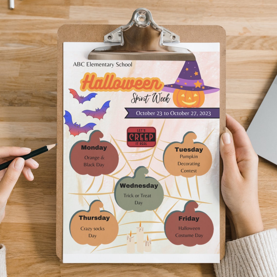 Halloween School Spirit Week Itinerary Flyer | Editable Canva Template ...
