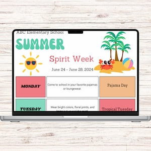 Summer Spirit Week Template Version 1 | Spirit Week Ideas for School ...