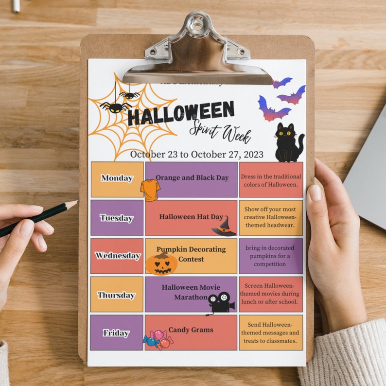 Halloween School Spirit Week Flyer Version 2| Halloween Classroom Party ...